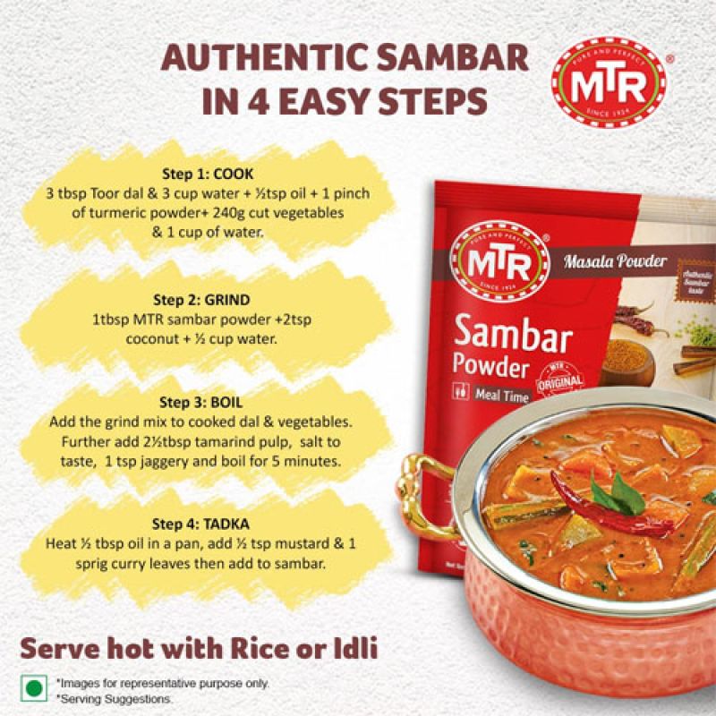 MTR Sambar Powder | Traditional Masalas | Authentic Recipe | 100g in ...